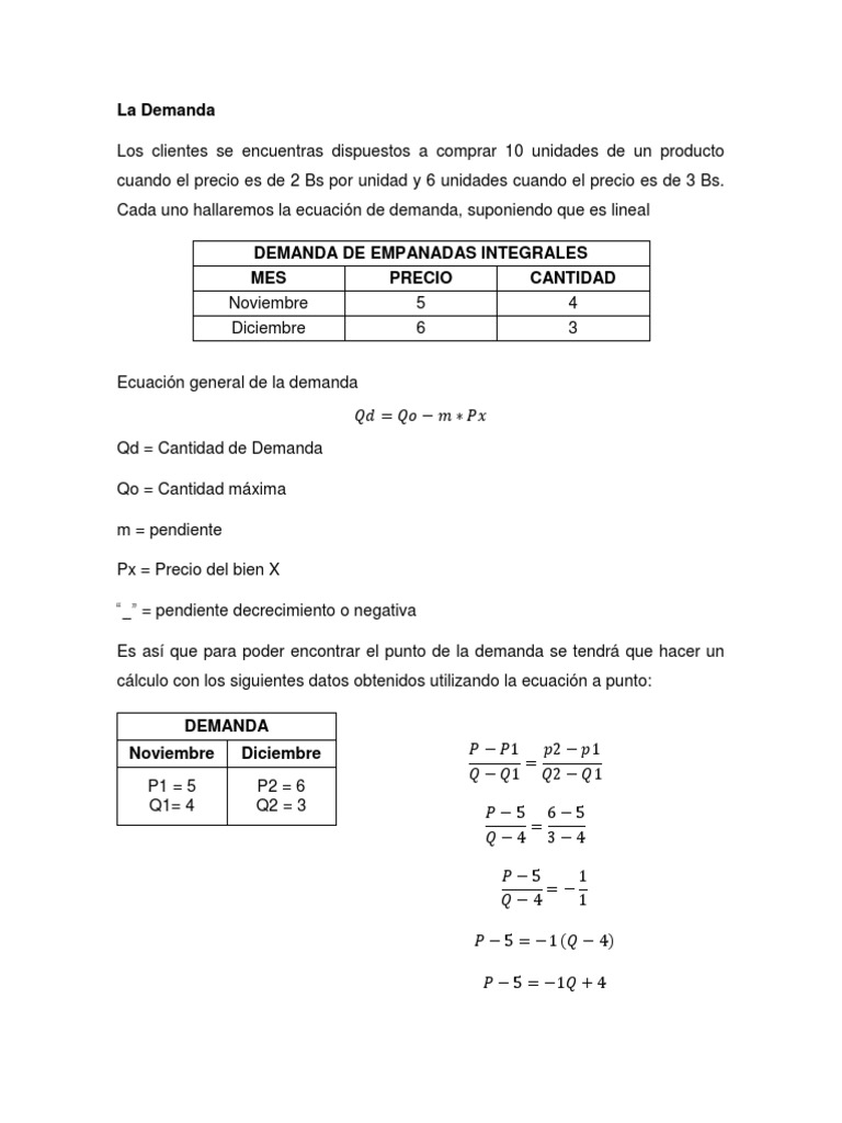 Calculo de Demanda | PDF | Oferta (economía) | Precios