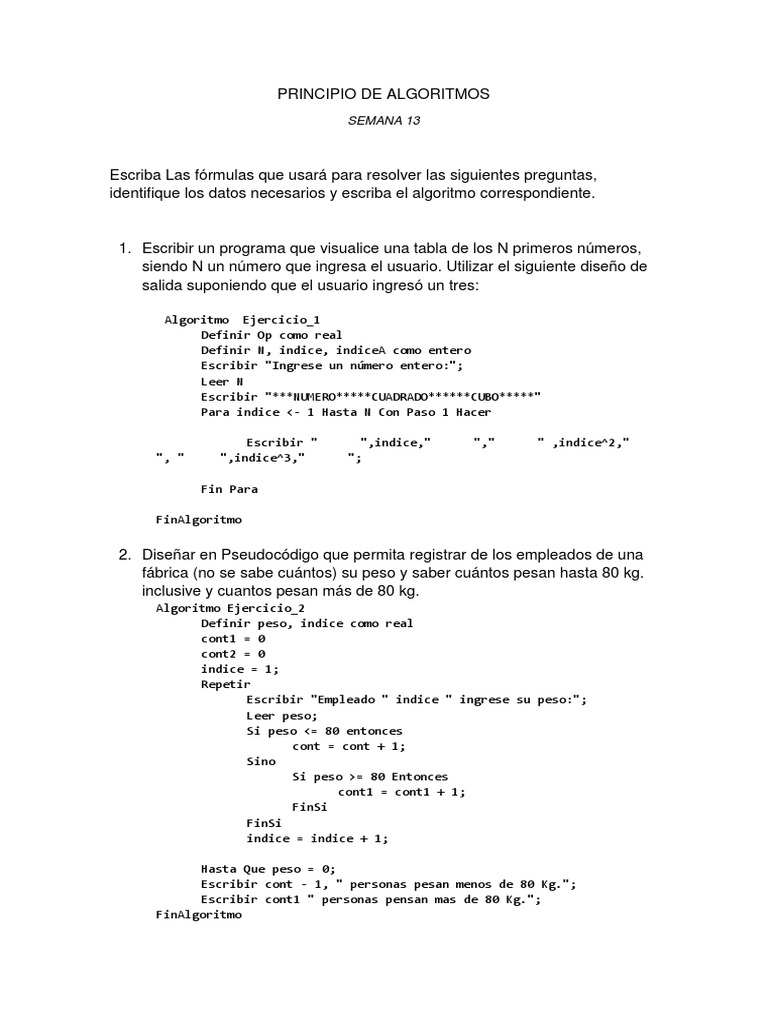 Principio de Algoritmos, Estructuras: Repetir, para y Mientras | PDF ...