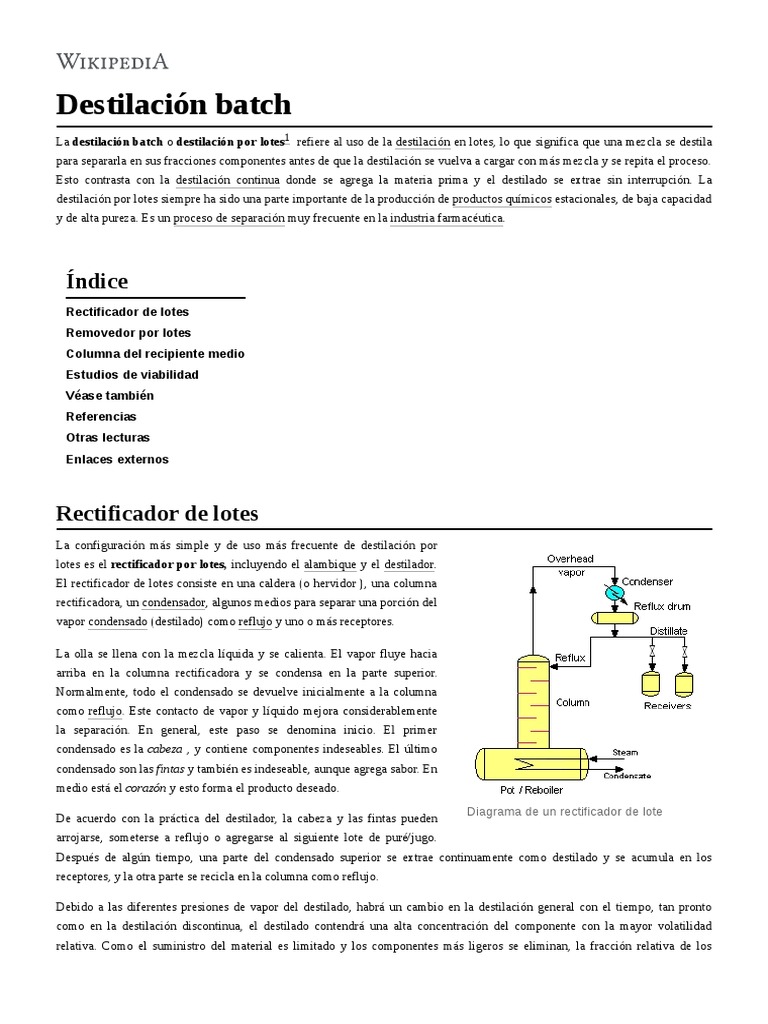Destilación Batch | PDF | Procesos Quimicos | Laboratorios