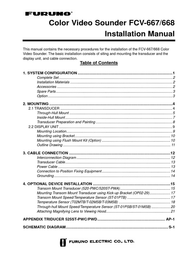Color Video Sounder FCV-667/668 Installation Manual | PDF | Propeller ...