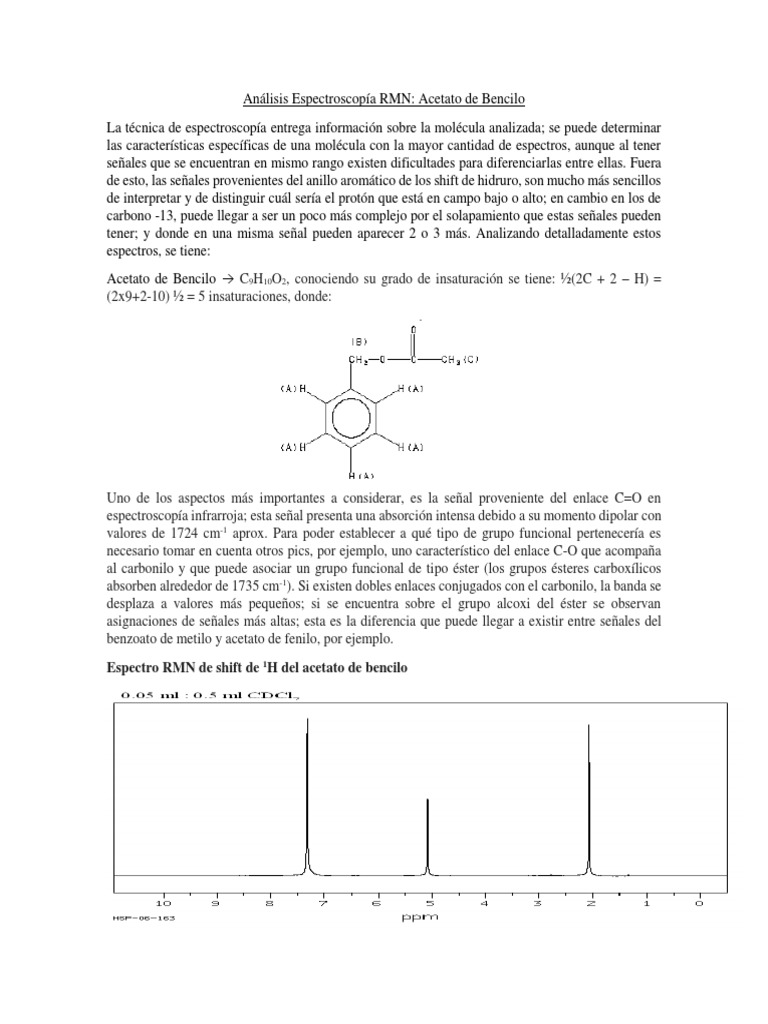 Análisis Espectroscopía RMN | PDF | Aromaterapia | Resonancia magnética ...