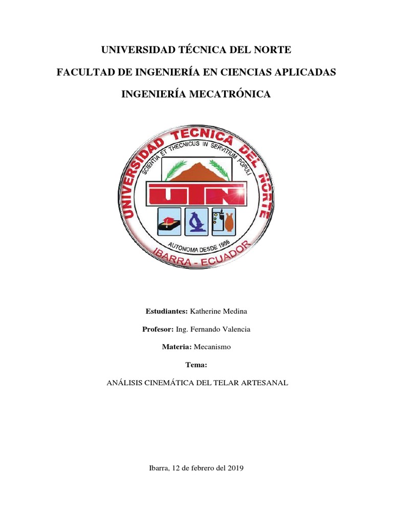 Informe Del Telar MECANISMO | PDF | Telar | Engranaje