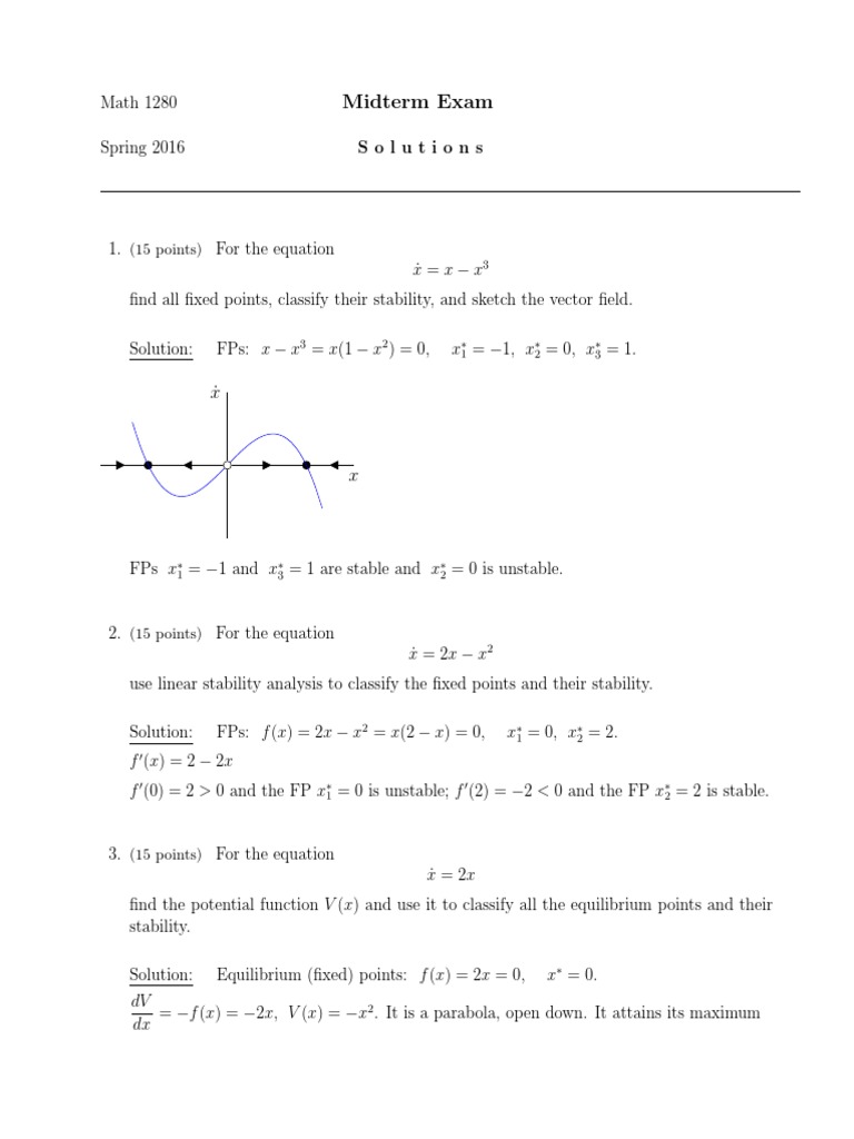 Midterm Exam: (15 Points) | PDF | Stability Theory | Eigenvalues And Eigenvectors