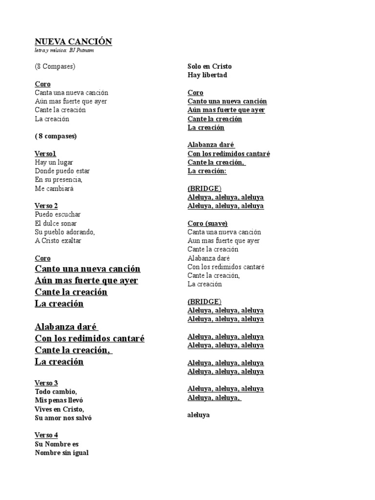 Letra y Acordes de "Canta una Nueva Canción" | PDF | Religión y ...