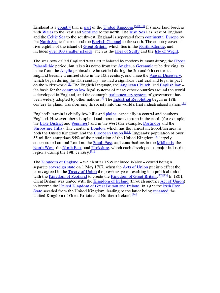 England | PDF | United Kingdom Of Great Britain And Ireland | United ...