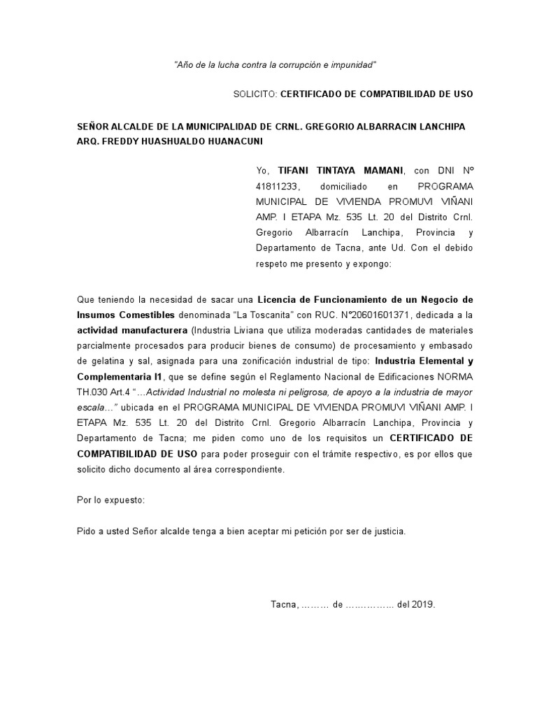 Solicitud Certificado de Compatibilidad de Uso | PDF