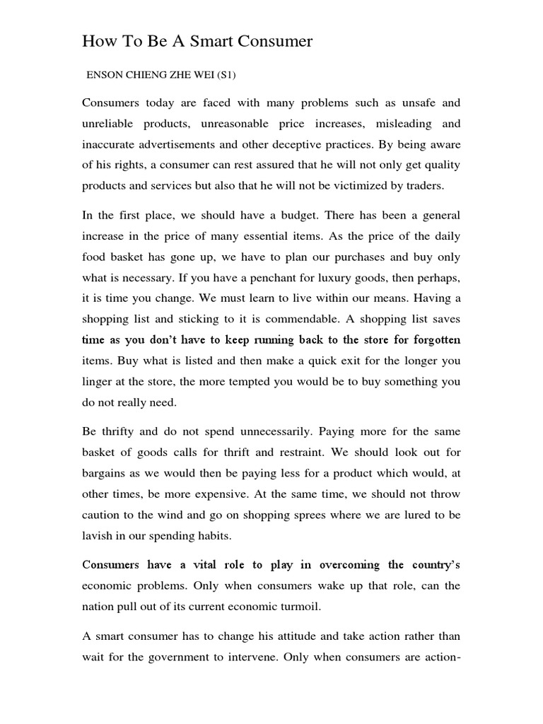 How To Be A Smart Consumer | PDF