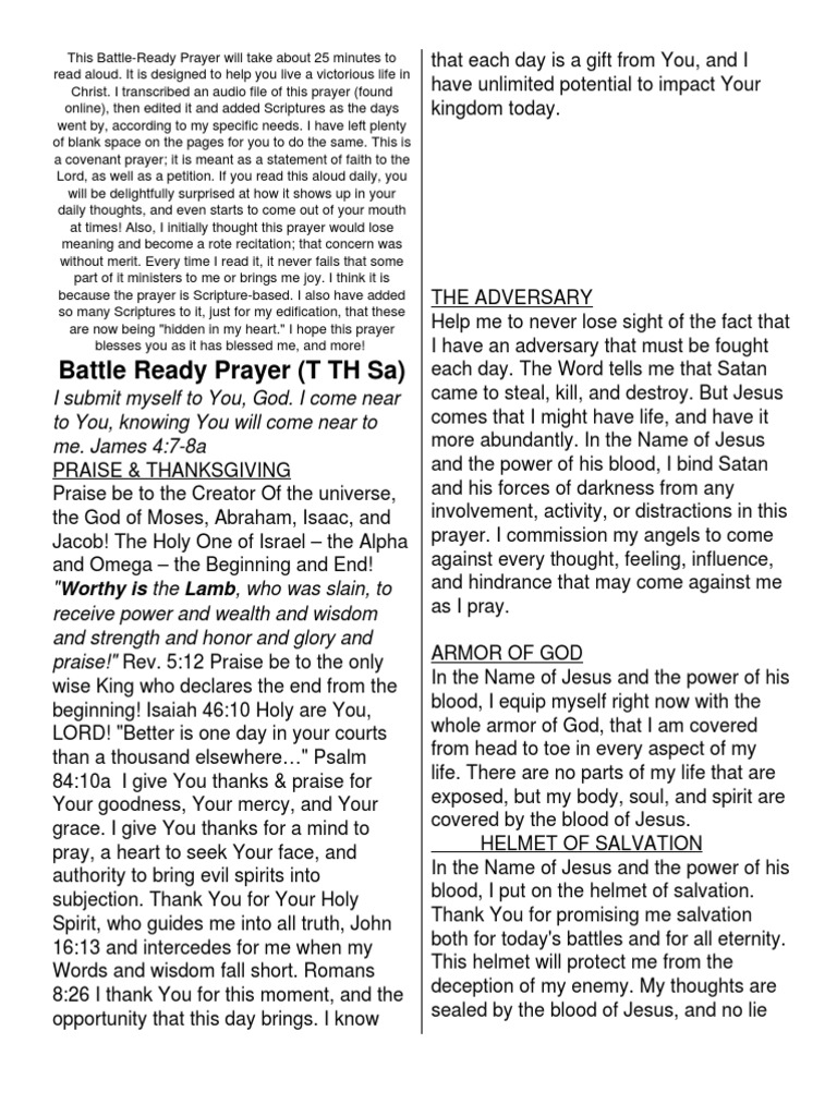 Battle Ready Prayer (Missy) t Th Sat | Sin | Forgiveness