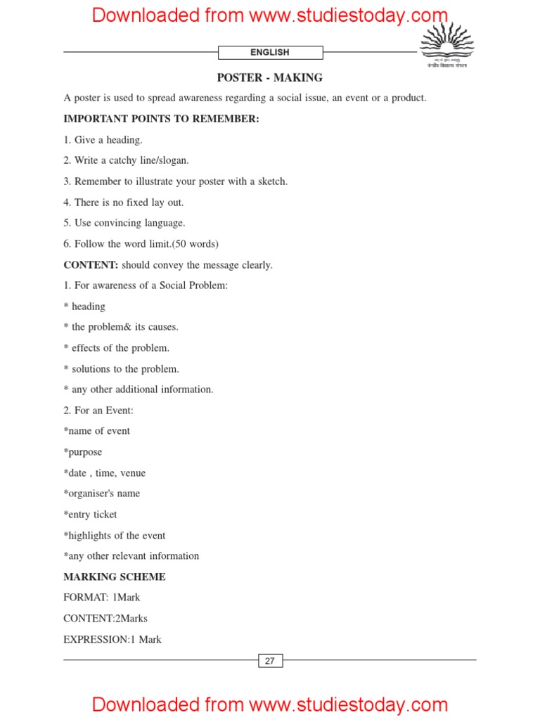 Class 12 Poster Making Guidelines | PDF | Poster | Communication