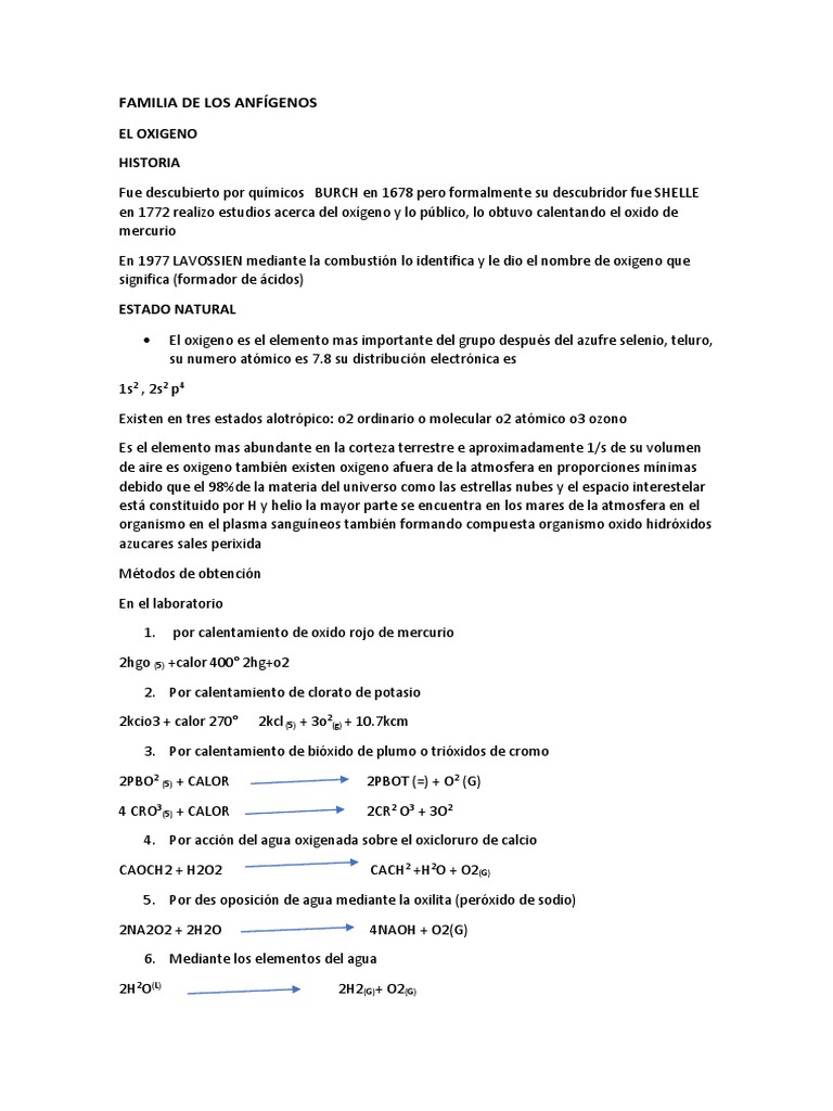 Familia de Los Anfígenos | PDF | Oxígeno | Destilación