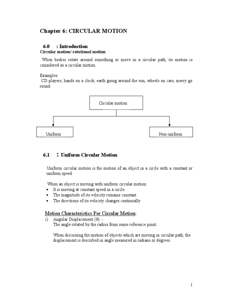 Chapter 6: Circular Motion | PDF | Acceleration | Angle