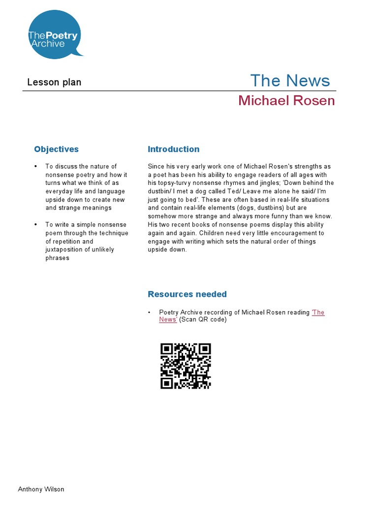 The News Michael Rosen-13 | PDF | Poetry | Rhyme