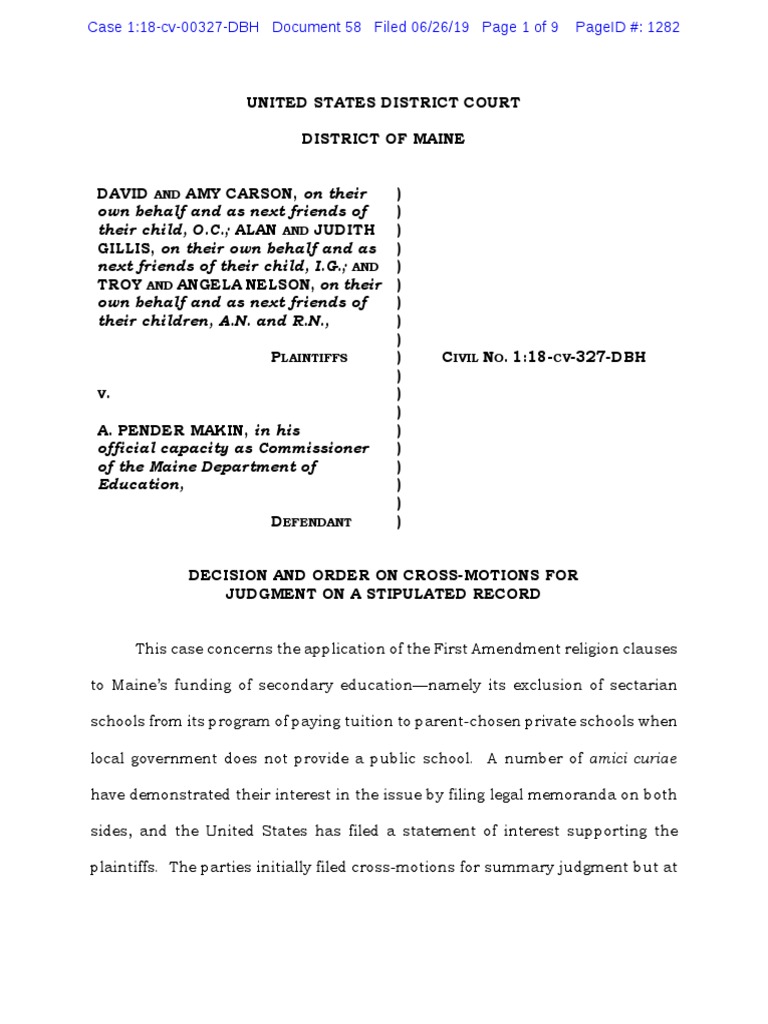 Carson V Makin | PDF | First Amendment To The United States ...