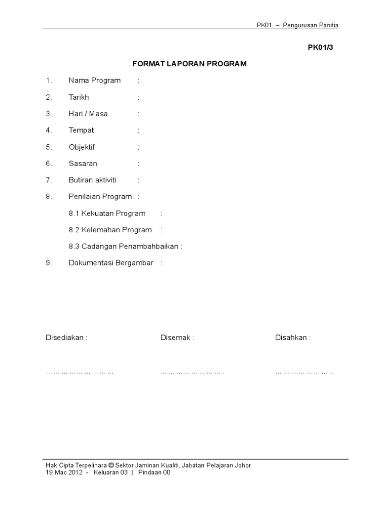 Template Laporan Program | PDF