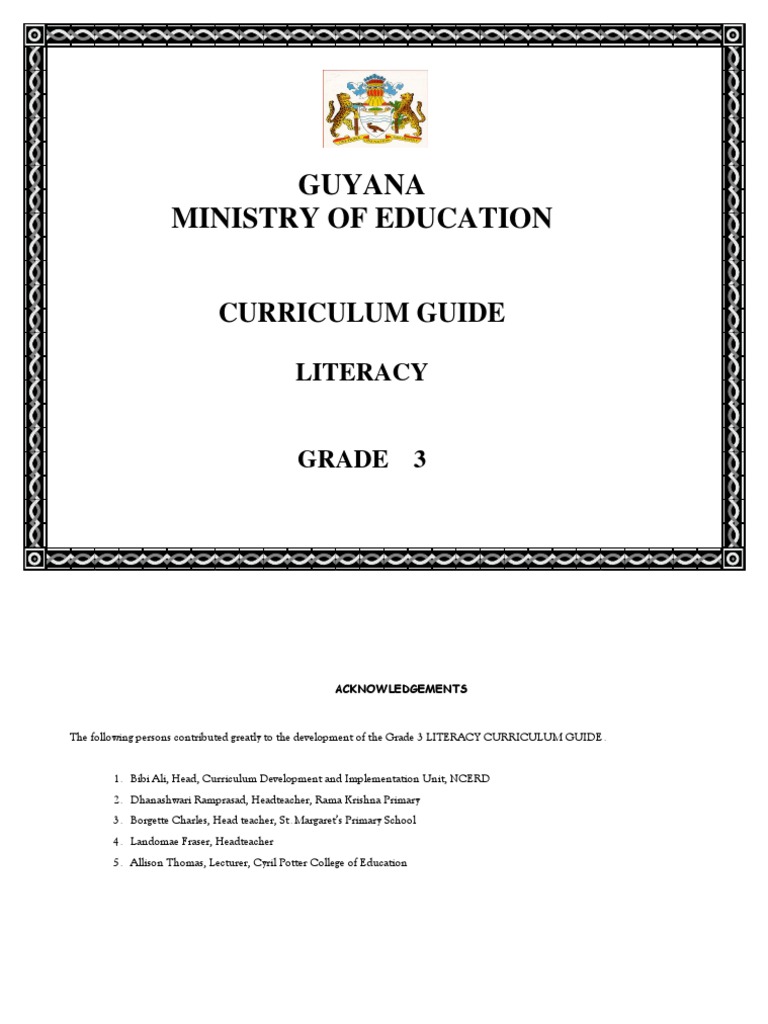 Grade 3 Curriculum Guide - Literacy | PDF | Syllable | Vocabulary