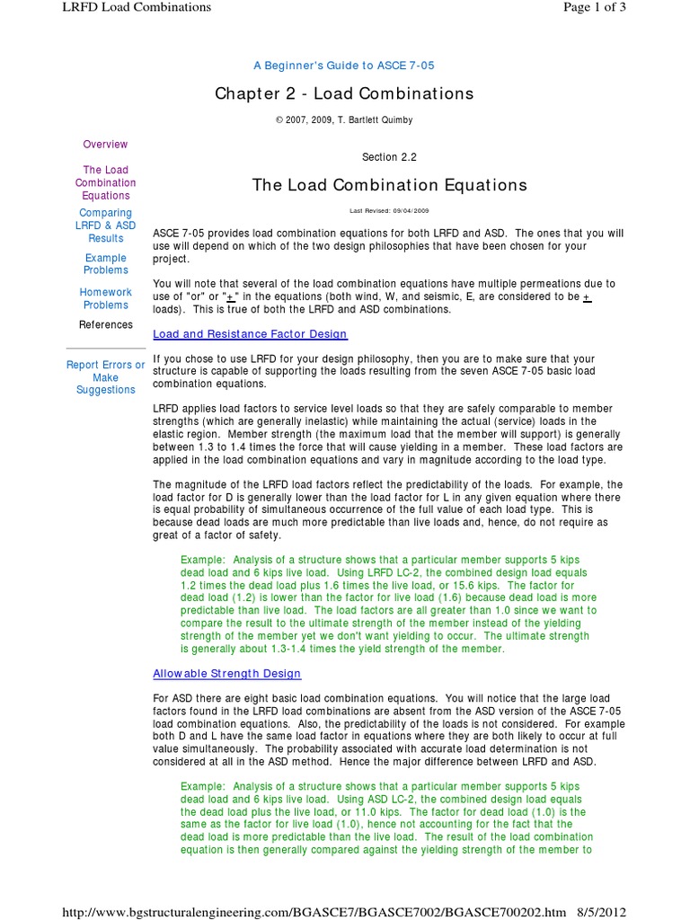 ASCE 7-05 - The Loads Combinations PDF | PDF | Structural Load | Yield ...