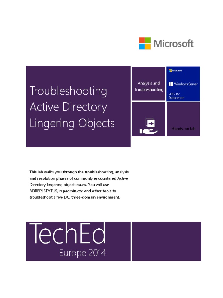 Troubleshooting Active Directory Lingering Objects PDF | PDF | Active Directory | Replication ...