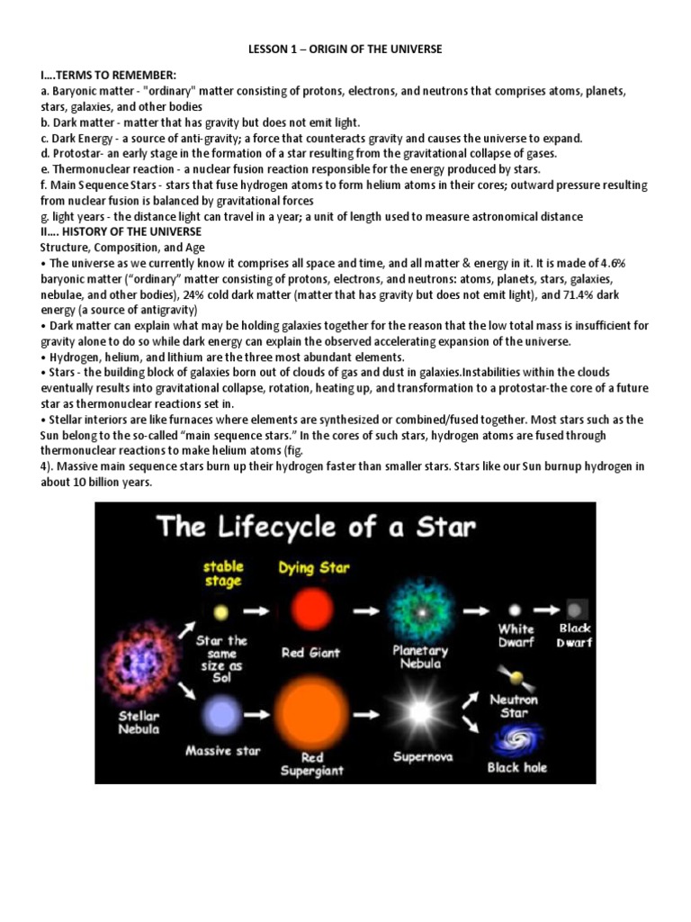 Origin of the Universe Explained | PDF | Stars | Universe