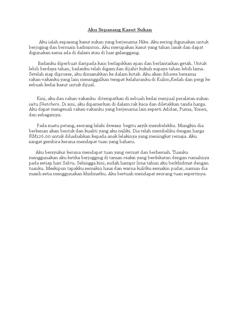 Aku Sepasang Kasut Sukan Pdf