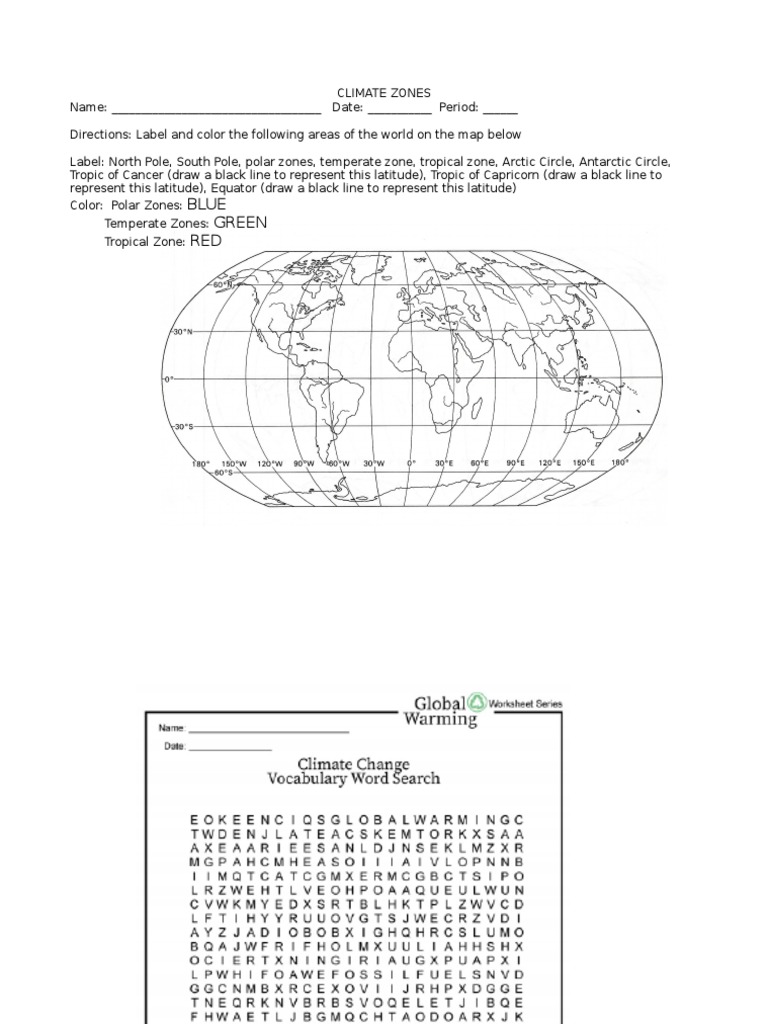 Latitude and Climate Change Worksheet | PDF