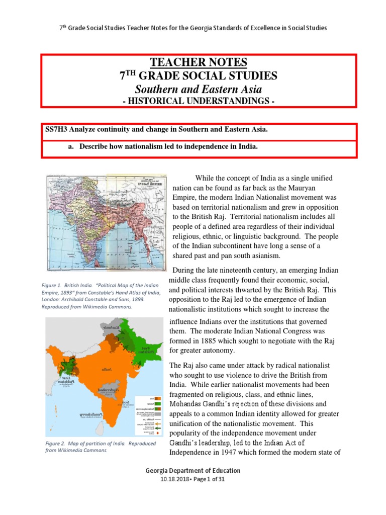 Social Studies 7th Grade Southern Eastern Asia Teacher Notes PDF | PDF ...