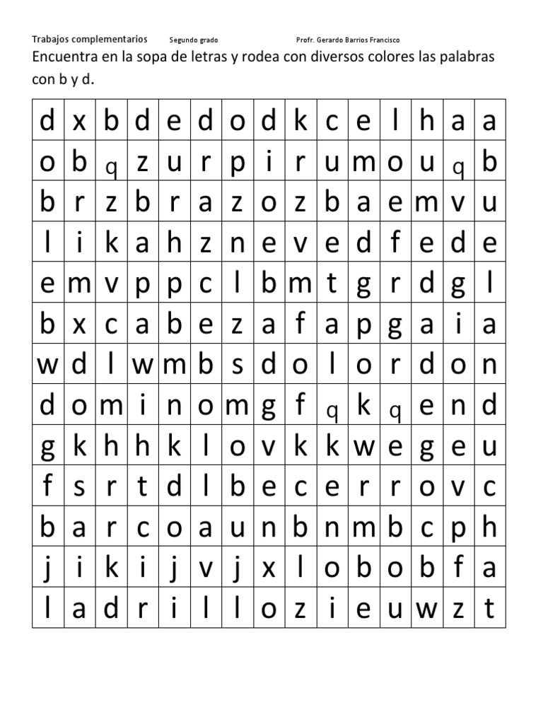 Encuentra en La Sopa de Letras y Rodea Con Diversos Colores Las ...