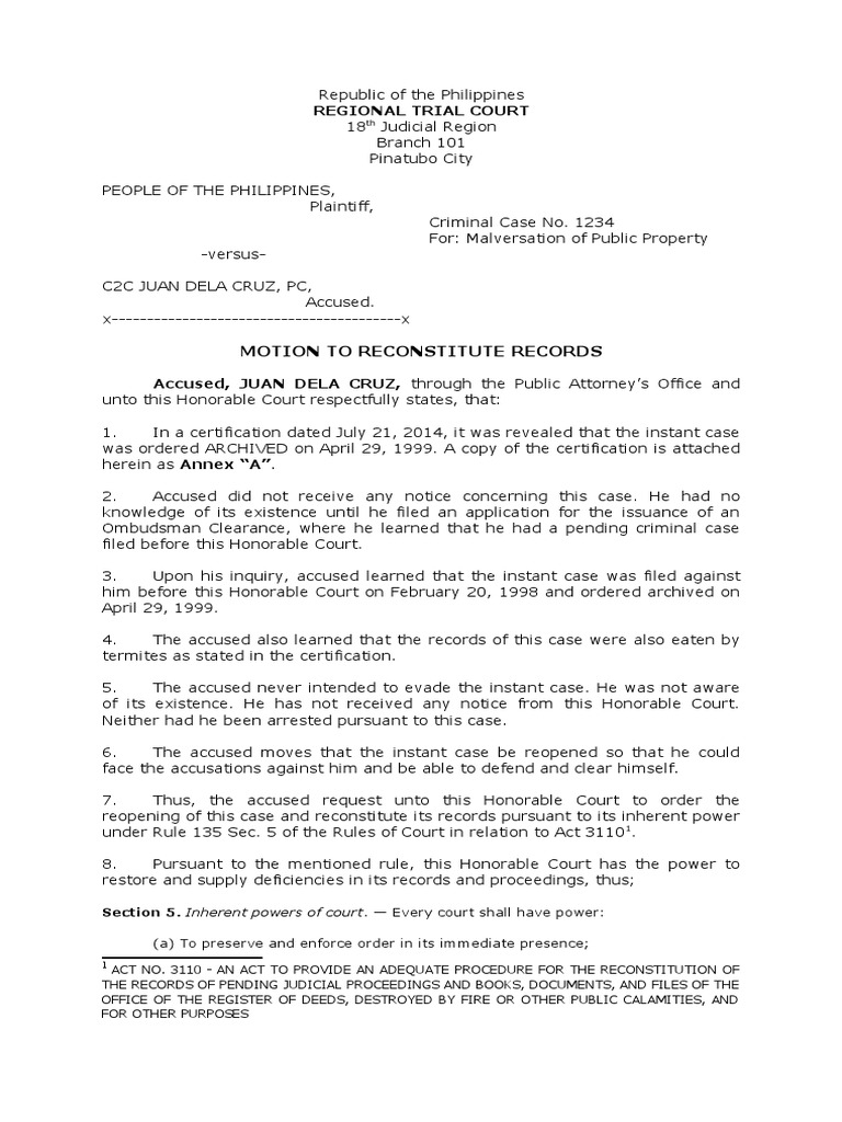 Reconstitution of Judicial Records | PDF | Judge | Judgment (Law)