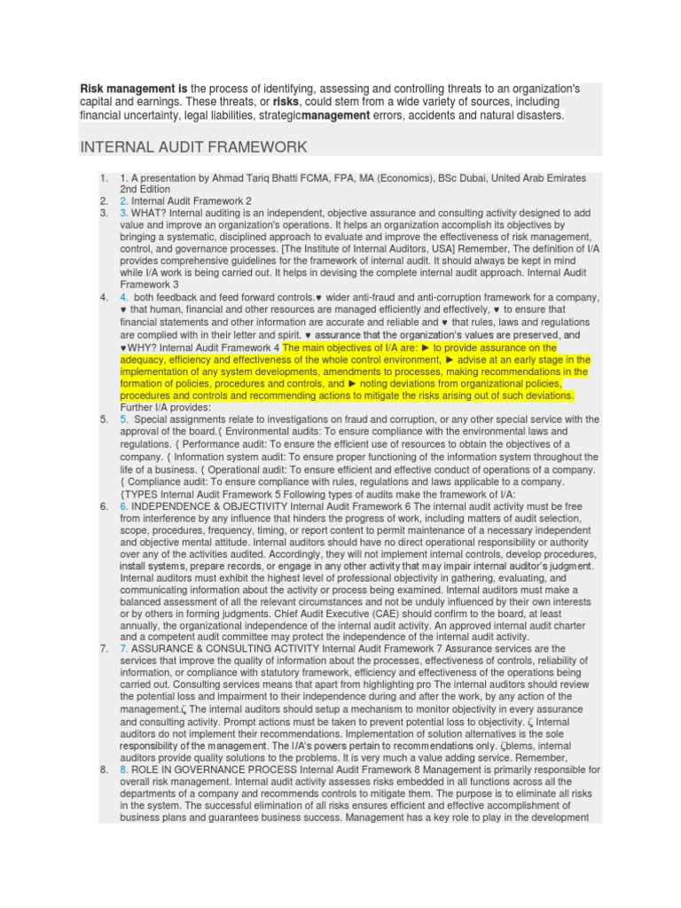 Audit Framework | PDF | Internal Audit | Internal Control