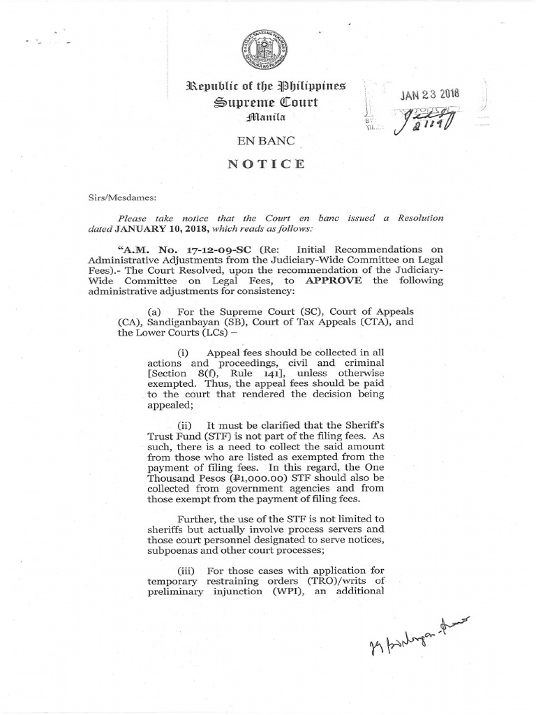 Legal Fees en Banc Resolution A.M. No. 17-12-09-Sc | PDF