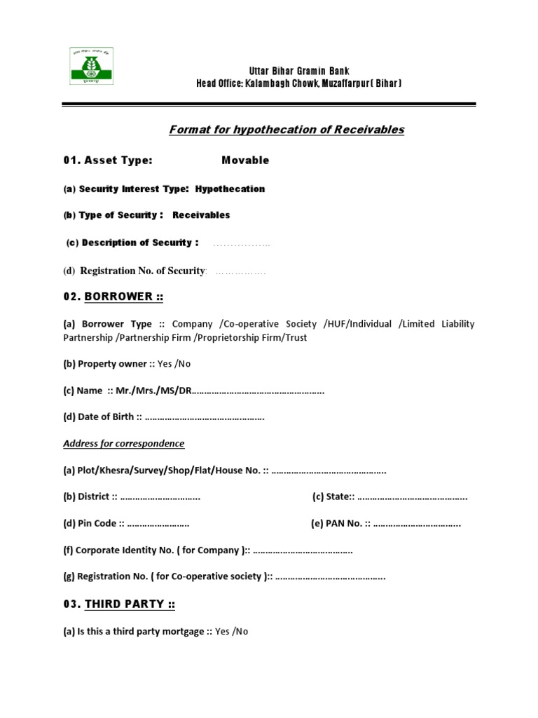 Hypothecation of Receivables | PDF | Security Interest | Loans