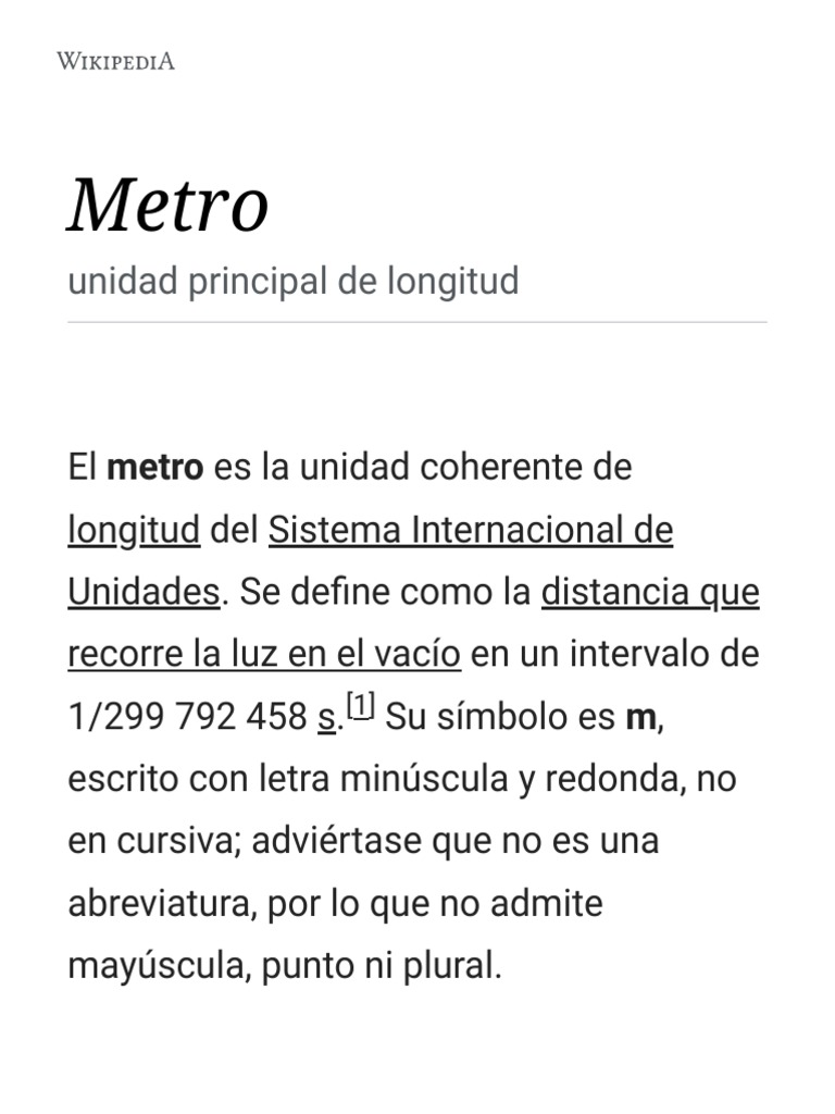 Definición y origen del metro | PDF | Metro | Distancia