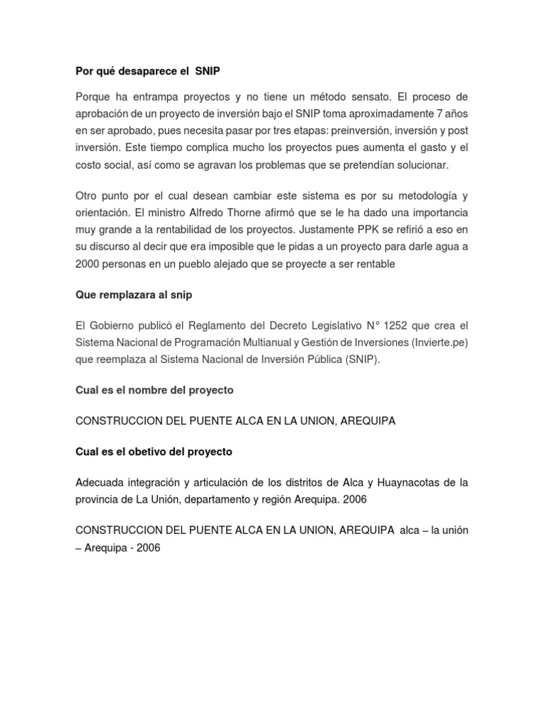Por Qué Desaparece El SNIP | PDF | Negocios