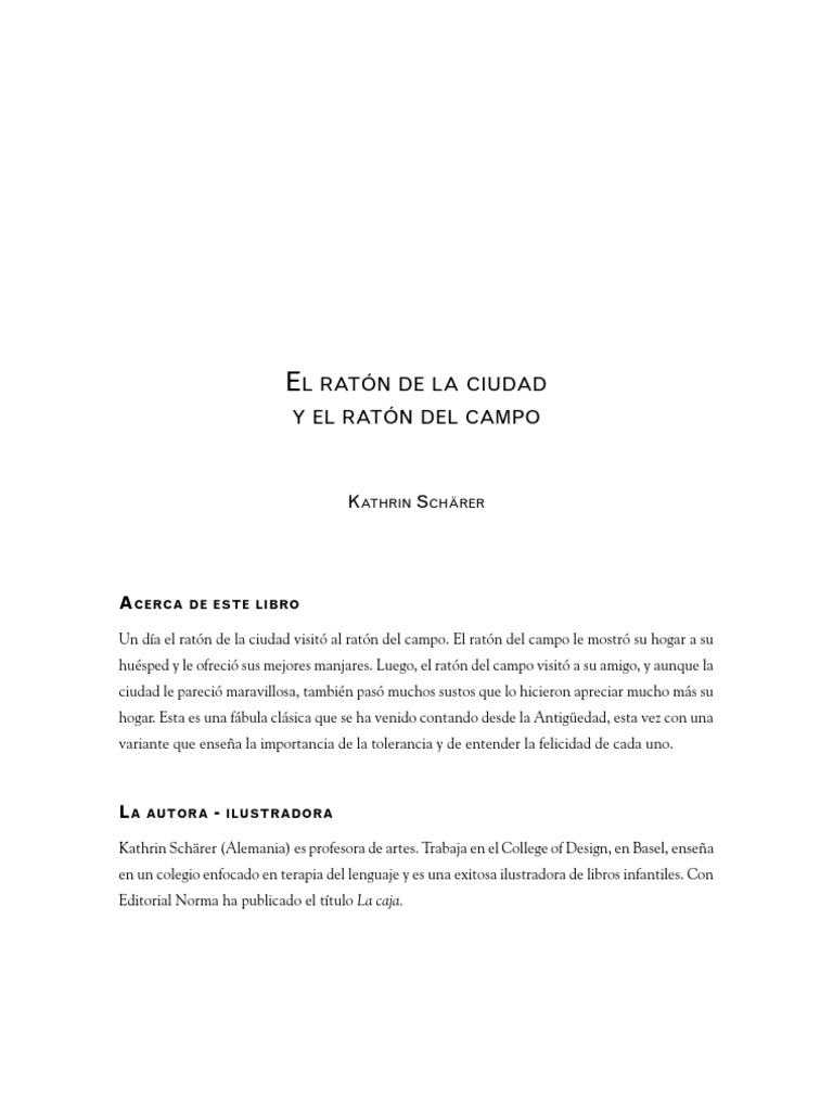 El Ratón de La Ciudad y El Ratón Del Campo | PDF | Fábula | Libros
