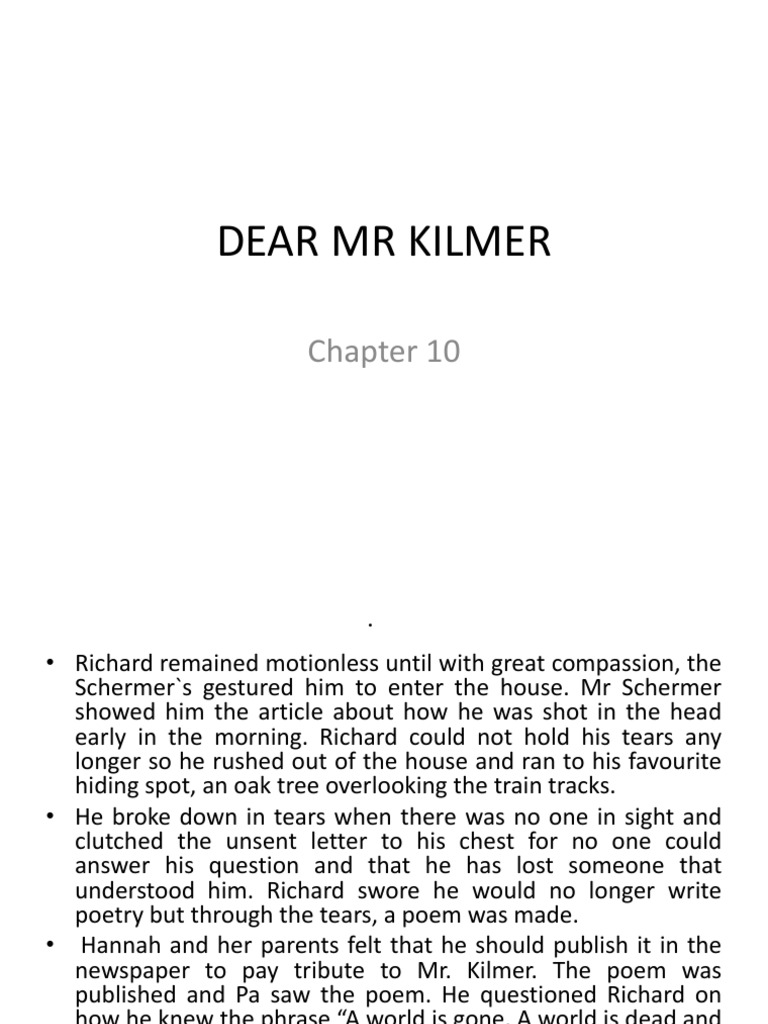 Dear MR Kilmer Chapter 10 | PDF | Poetry