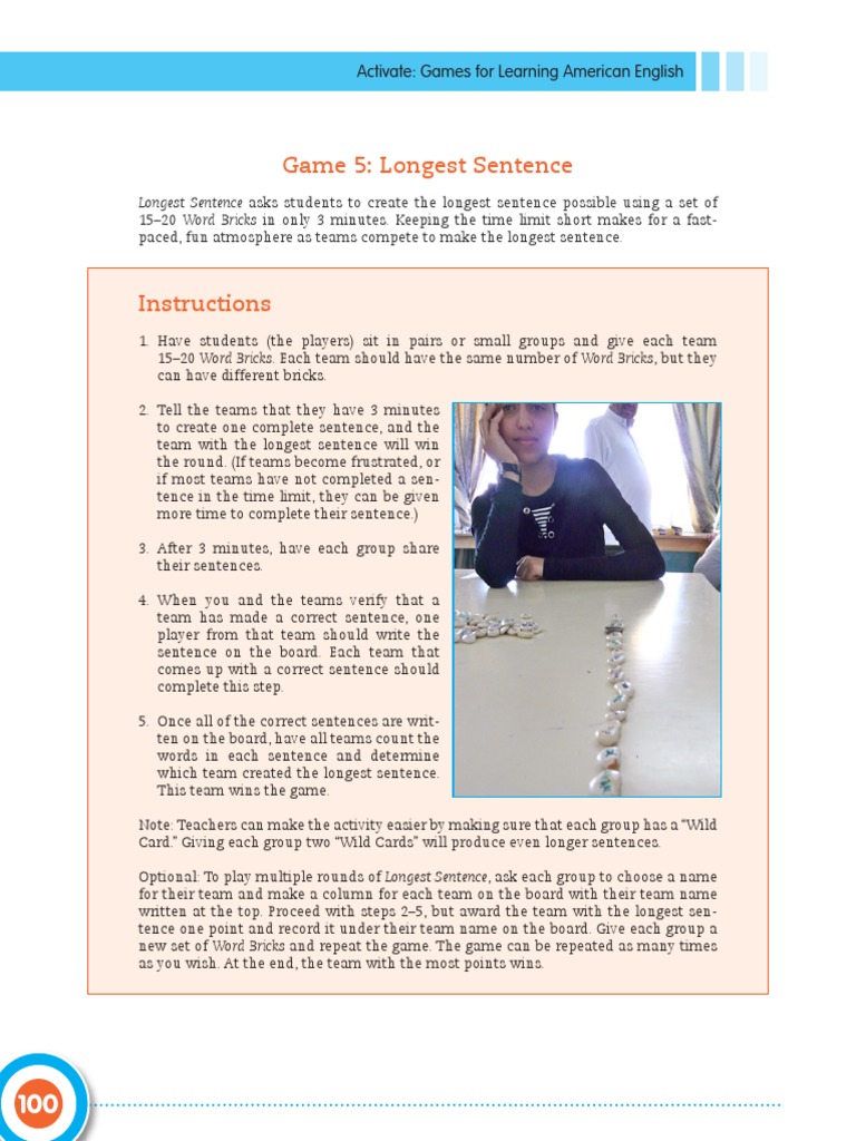 Word Bricks-Longest Sentence Instructions | PDF