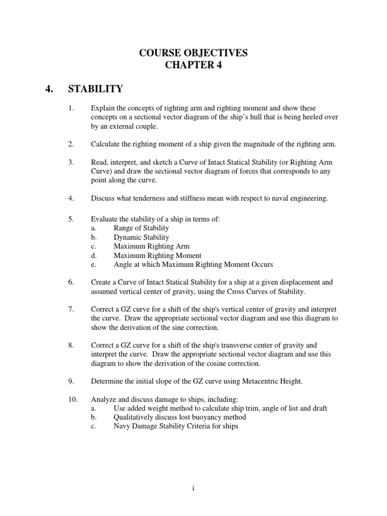 Good Stability Notes | PDF | Buoyancy | Ships