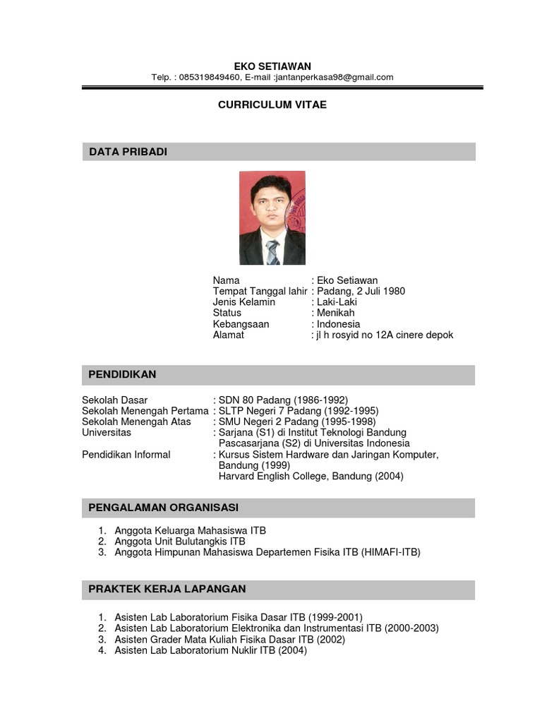 Curriculum Vitae Eko | PDF
