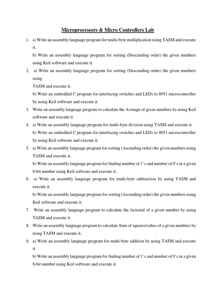 Microprocessors & Micro Controllers Lab | PDF