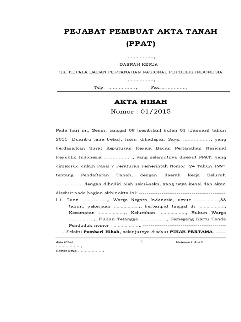 Blanko Akta Hibah PPAT | PDF