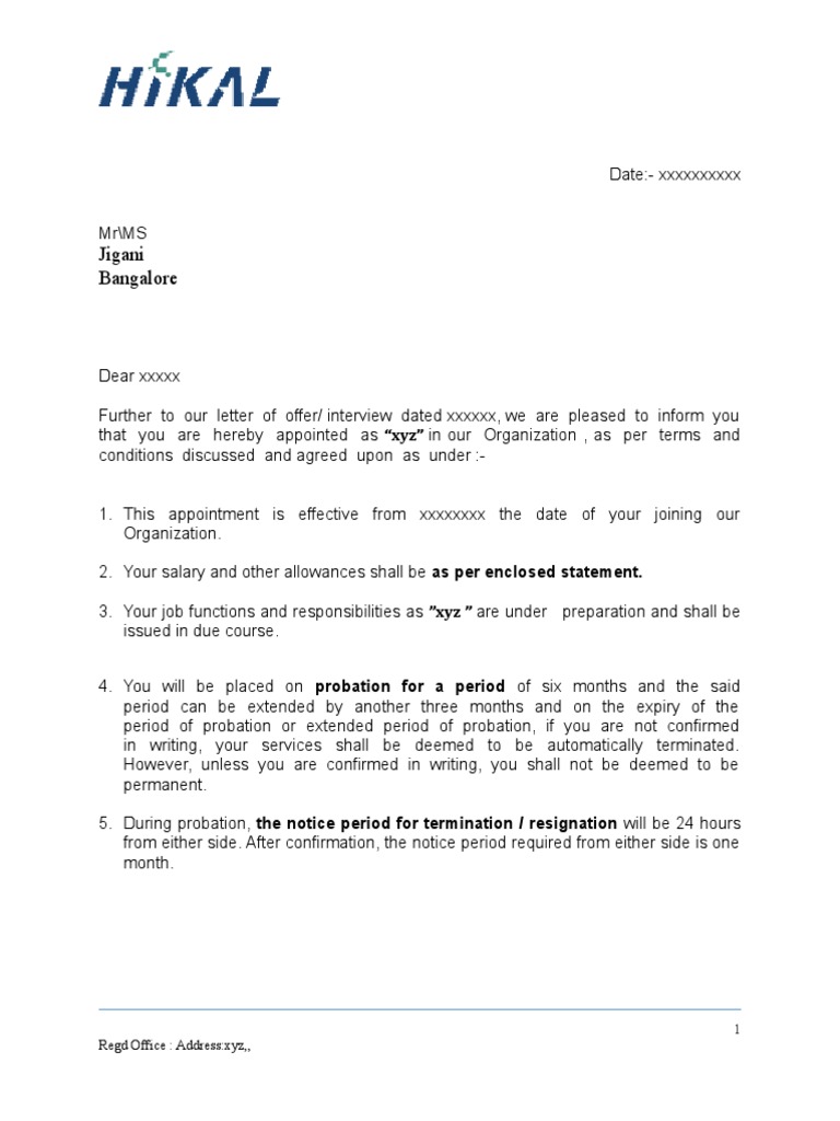 Appointment Letter Format | PDF | Employment | Business