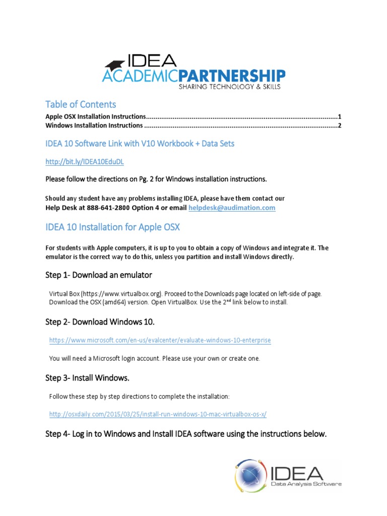 IDEA Software Installation Guide | PDF | Mac Os | Microsoft Windows