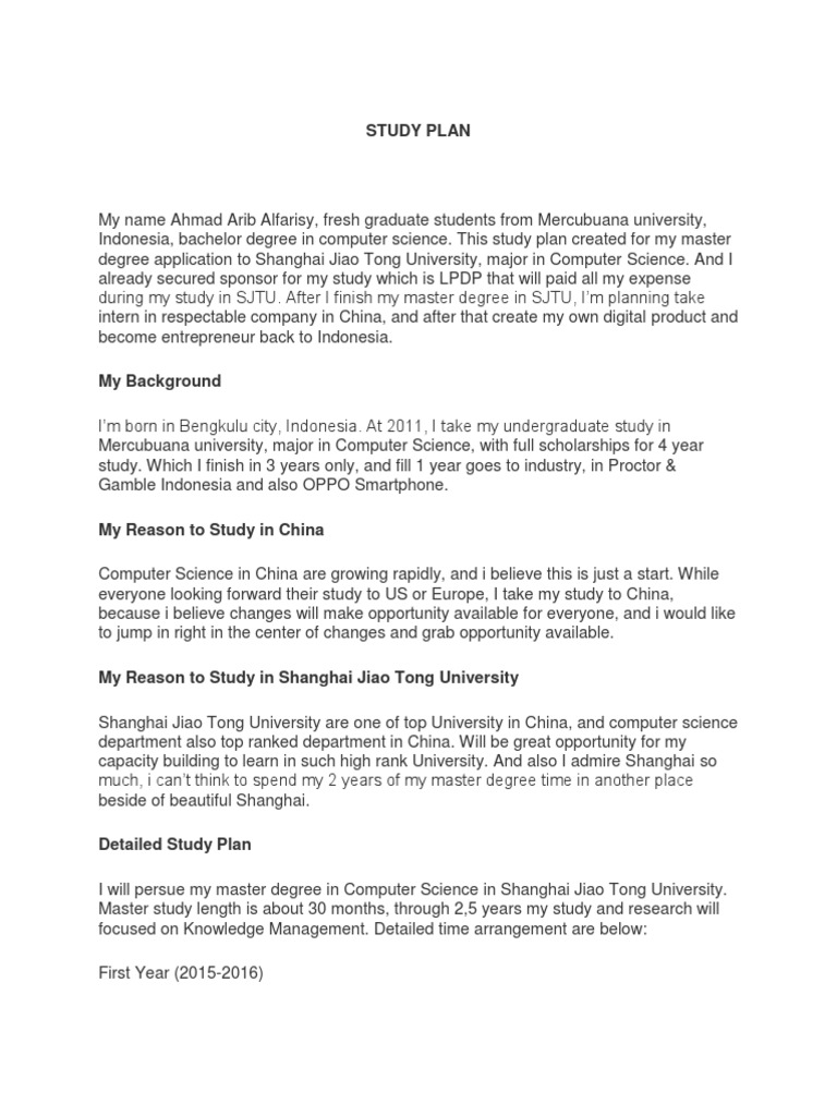 Study Plan | Download Free PDF | Academic Degree | University