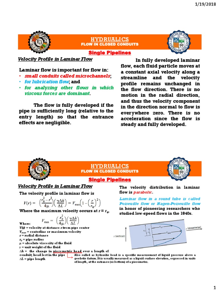 Velocity Profile in Laminar Flow | PDF | Fluid Dynamics | Continuum ...