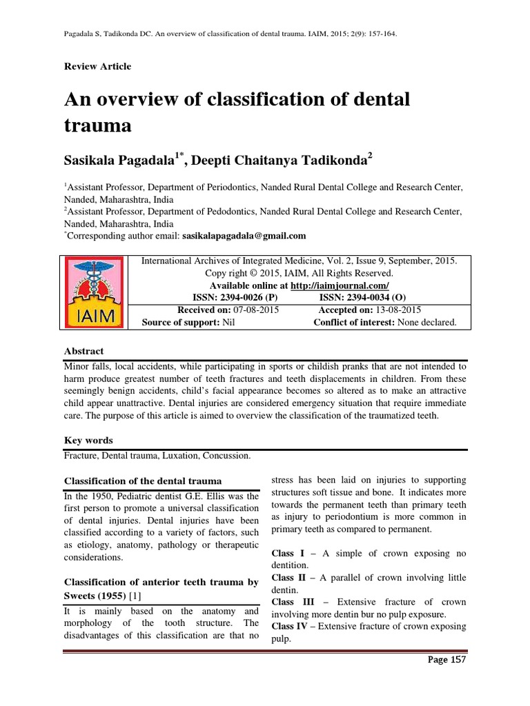 Dental Fracture Classification PDF | PDF | Tooth Enamel | Dentin