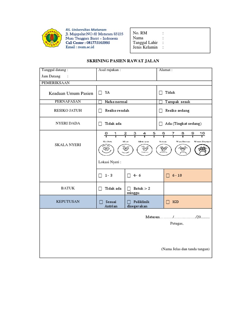 Form Skrining Rawat Jalan | PDF