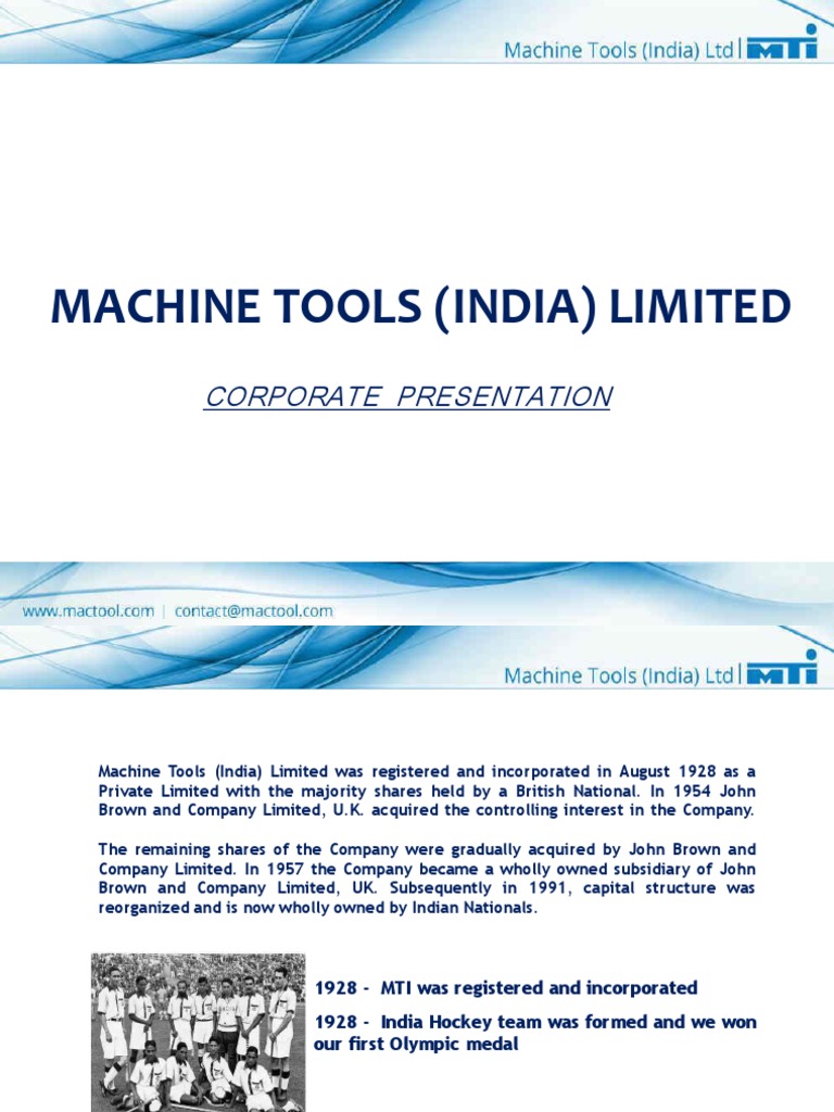 Machine Tools (India) Limited: Corporate Presentation | PDF | Grinding ...