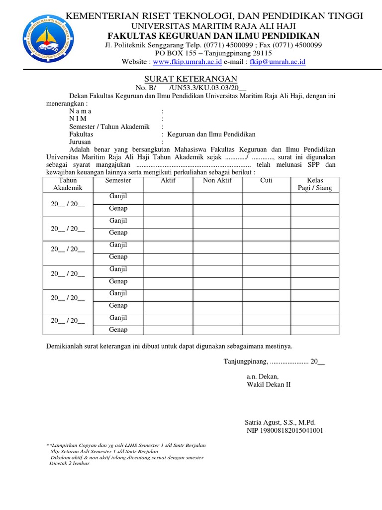 Format Surat Bebas SPP | PDF