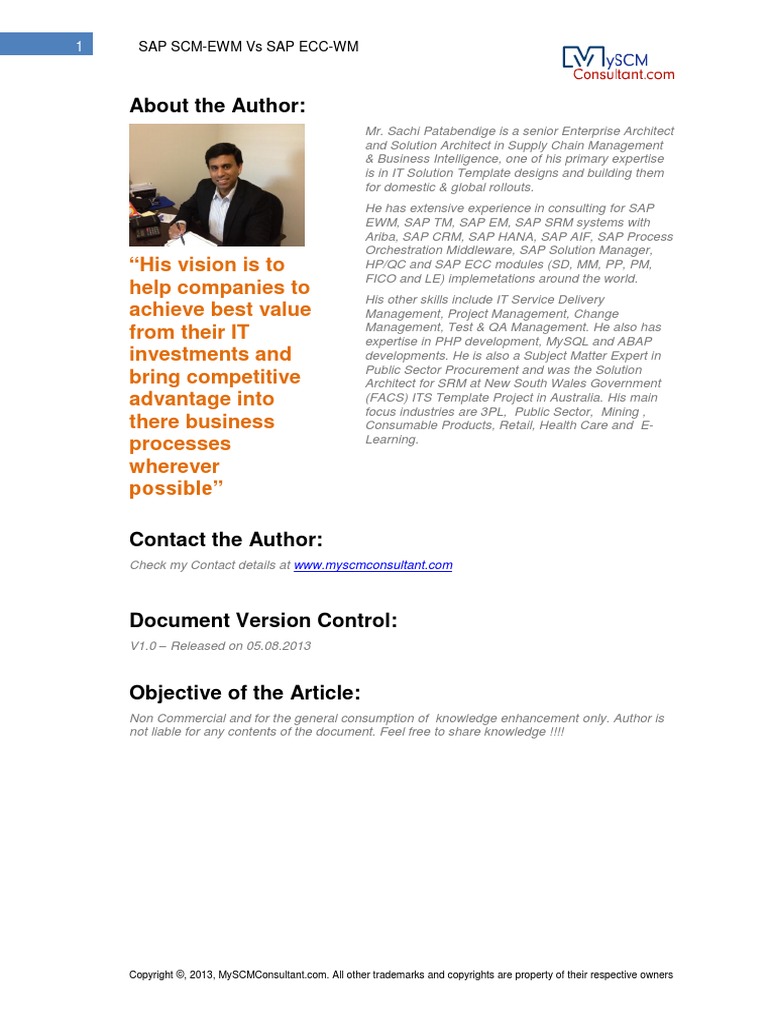 Sap SCM Ewm Vs Sap Ecc WM by Sachi Patabendige | PDF | Sap Se | Logistics