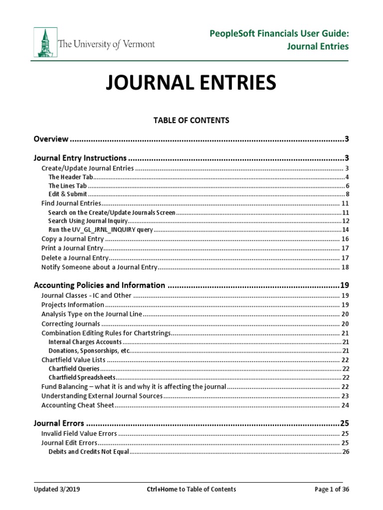 Peoplesoft Financials User Guide: Journal Entries | PDF | Debits And ...