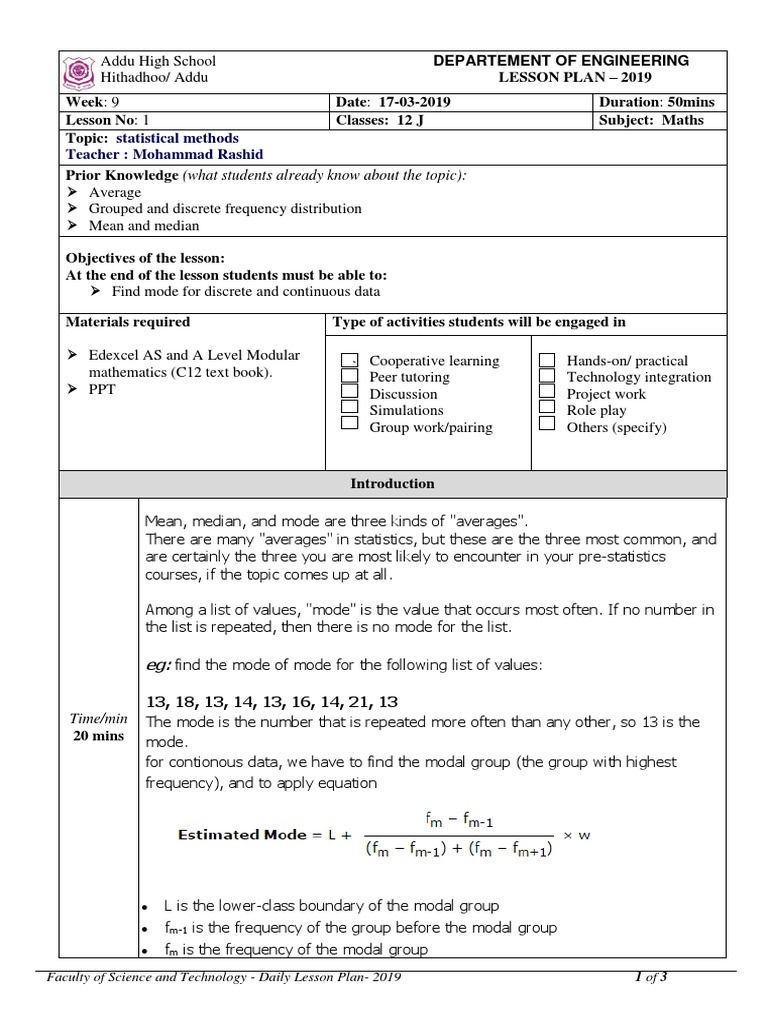 Statistical Methods Teacher: Mohammad Rashid: Time/min | Download Free ...